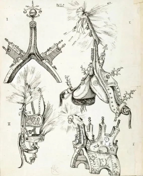 Estella Canziani - Drawing - Sketches of Bridle, Saddles and Bigas ...